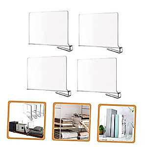 Levemolo 4pcs Clothes Board Storage Bin Drawers Clear Bookshelf Drawers for Clothes Wardrobe Dividers Clear Organizer Drawers Purse Shelves Closet Shelf Separator Shelf Divider