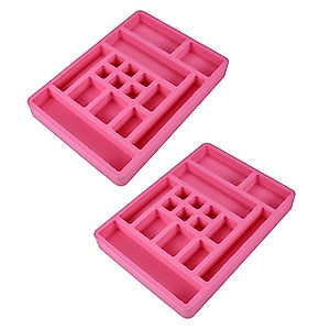 Polar Whale 2 Makeup Pink Drawer Organizers Tray Washable Waterproof Durable Foam Insert for Home Bathroom Bedroom Office 12.9 x 17.9 Inches 16 Compartments for Lipstick Eyeliner Cosmetics and More