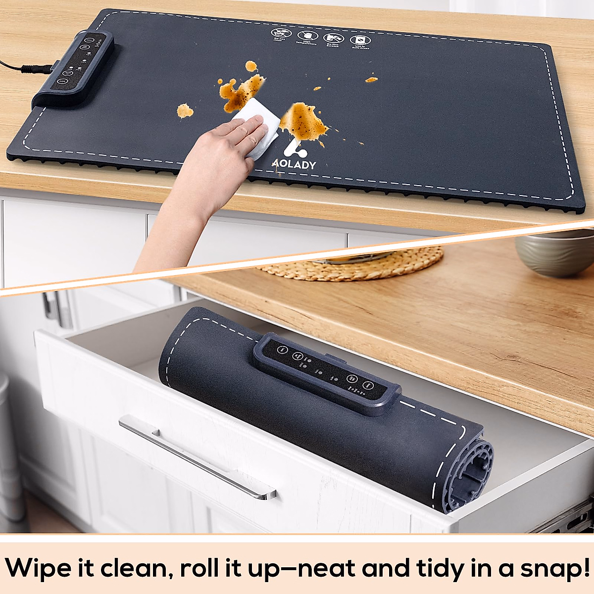 AOLADY Portable Food Warmers: Roll Up Silicone Heating Mat for Food - Foldable Electric Warming Tray Party Essentials Hot Plate Keep Food Warm Heating Trays for Parties Buffet Serving Food