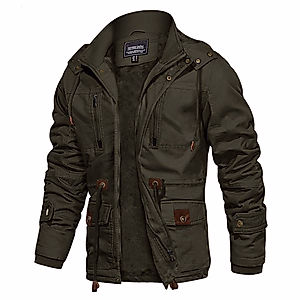 EKLENTSON Mens Windbreakers Jacket Ski Casual Jacket Bomber Cotton Cargo Jacket Men