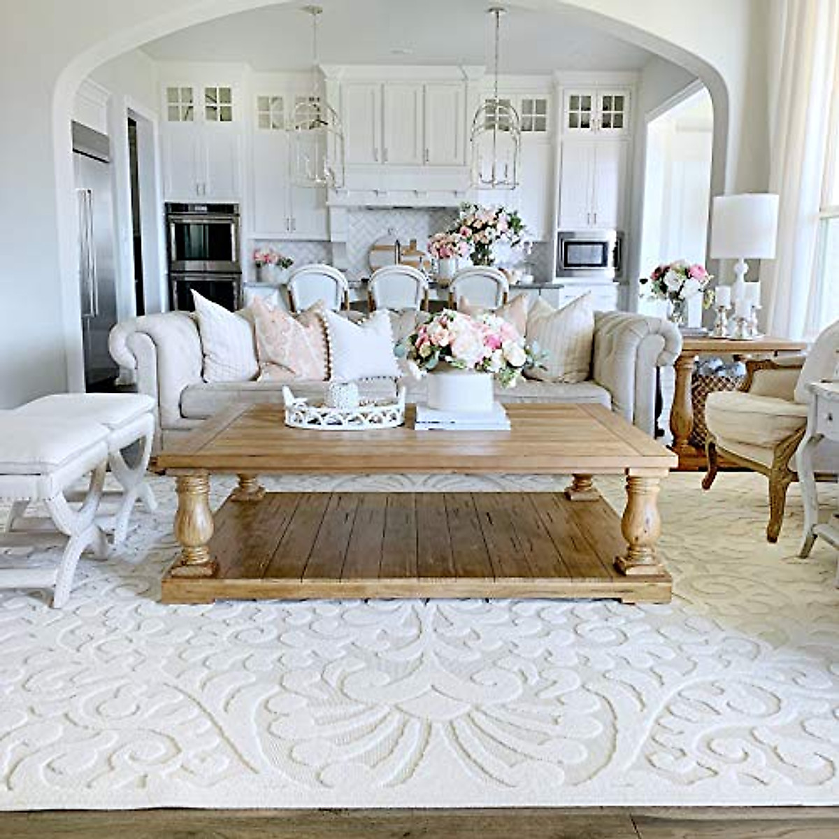 My Texas House by Orian Indoor/Outdoor Bluebonnets Area Rug, 9' x 13', Natural