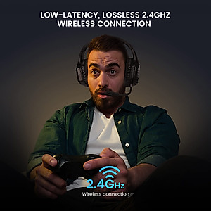 EKSA USB Wireless Headset for PC PS4 PS5-7.1 Surround Sound, Noise Cancelling Microphone, 36 Hour Battery, 2.4G USB Dongle, Game/Music Mode, Gaming Headphones for Computer, Laptop (E1000WT)