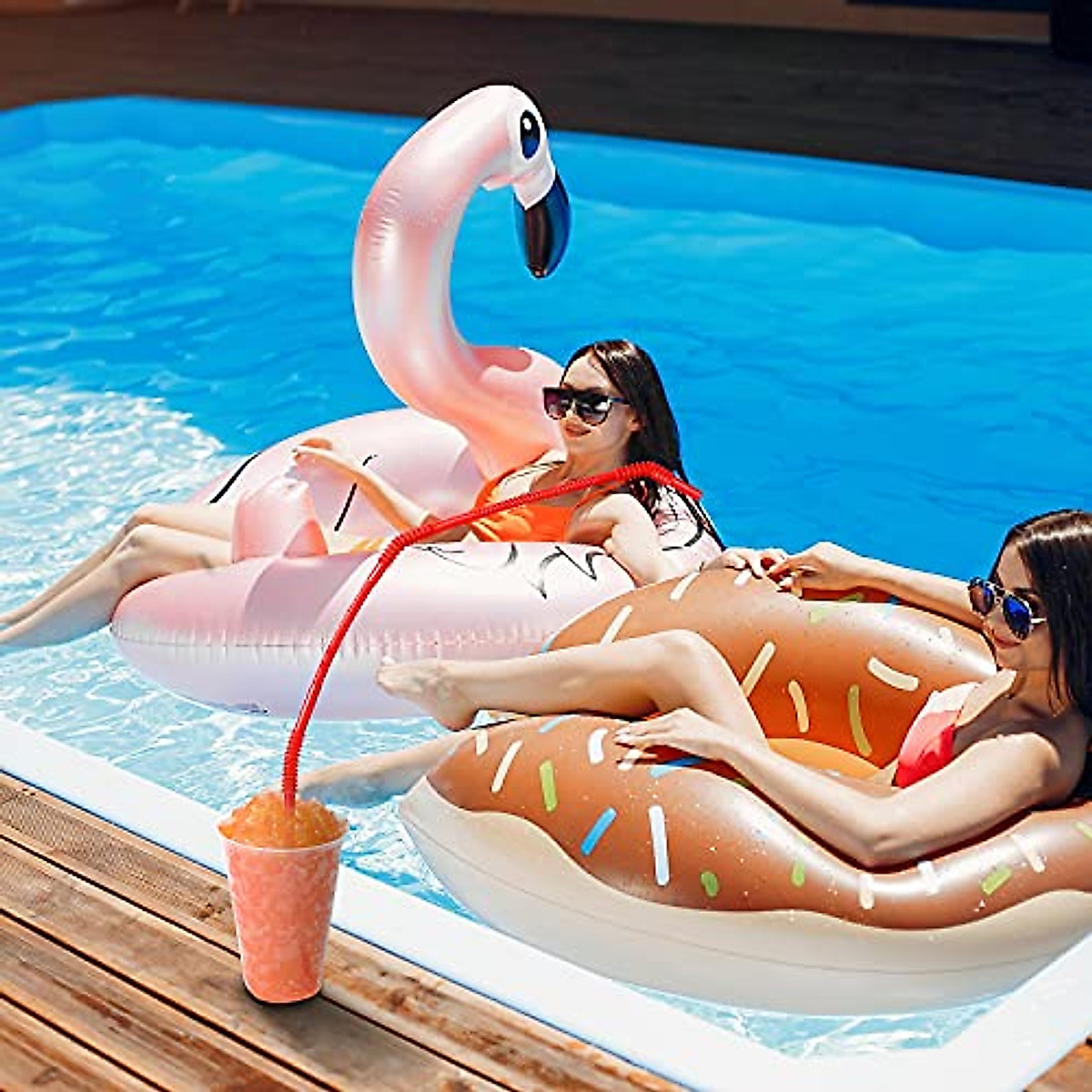 12 Pieces Flexible Drinking Straws Extra Long Plastic Straws for Camping Limited Mobility Situations Dishwasher (Red, 28 Inches)