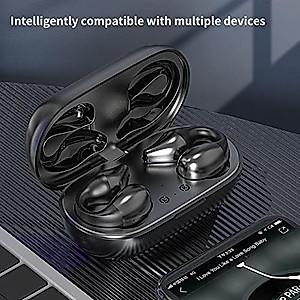 Ear Clip Bone Conduction Headphones Bluetooth 5.3, Wireless Open Ear Clip on Earbuds,Waterproof Mini Sport Running Painless Earring Earphone, Noise Cancelling/HiFi Quality/Long Battery Life