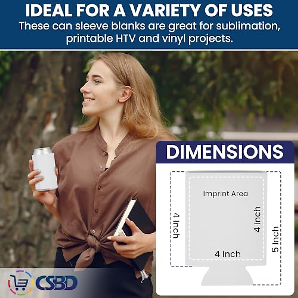 CSBD 12 Pack Blank Can Coolers, Foam Collapsible Insulated Can Sleeves for Beer, Soda, Water Bottles, Bulk Customizable Sublimation Blanks for DIY, HTV Vinyl Projects, Parties, Weddings - White