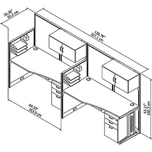 Bush Business Furniture Office in an Hour 2 Person Cubicle Workstations in Mocha Cherry