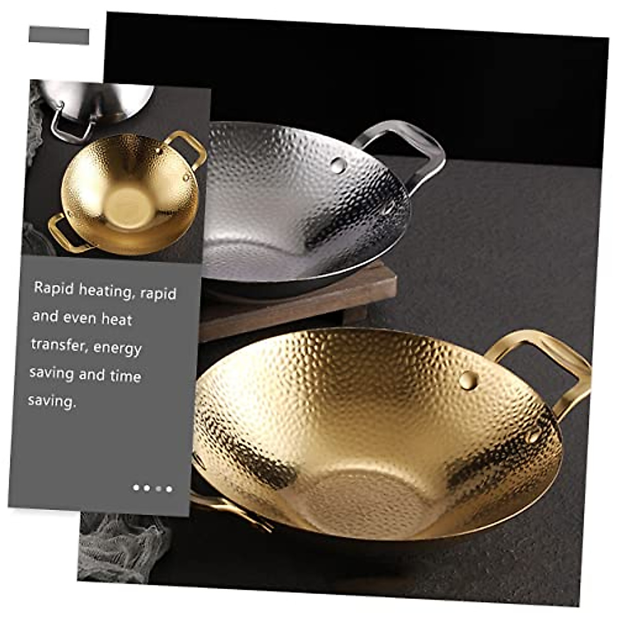 CALLARON Pot Grill Skillet for Outdoor Grill Stainless Steel Frying Pan Non Stick Frying Pan Cake Pan Stir Fry Wok Pan Induction Wok Large Stainless Steel Pot Cookware Korean Pot