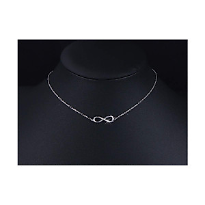 DAOCHONG S925 Sterling Silver Choker Infinity Clavicle Short Pendant Necklace for Women Jewelr