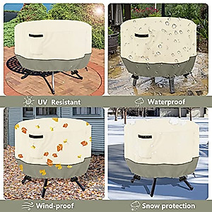 LSongSKY Round Patio Table Cover,Round Patio Table Covers For Outdoor Furniture Waterproof,Suitable For 36 inch Round Patio Table(36"DIA x 23"H),White&Grayish Green