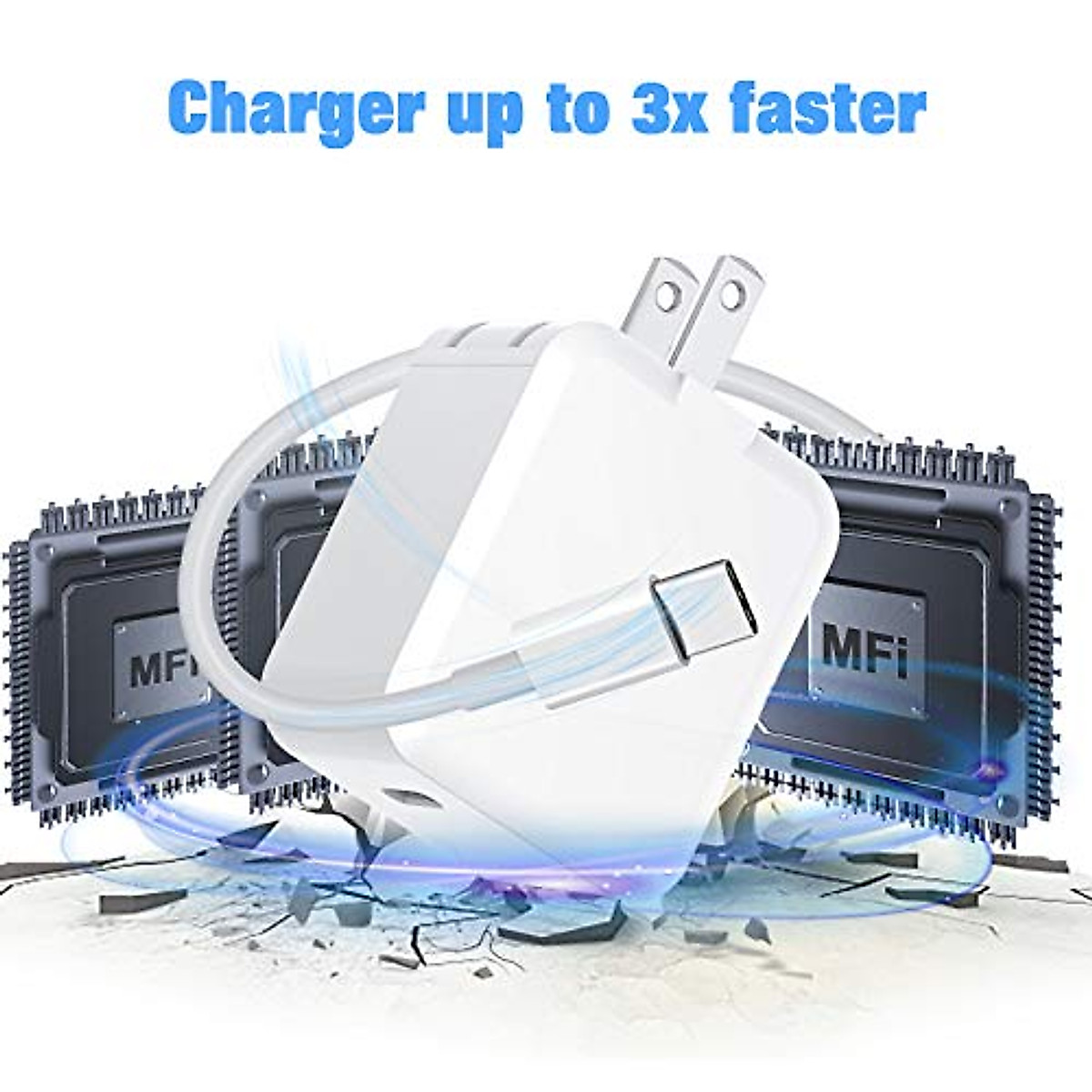 Exeric iPhone12 Fast Charger [MFi Certified] Fast Wall Charger 20W USB C Charger Power Adapter PD Fast Charger Type C to Lightning Cable Compatible iPhone13/12/Mini/Pro Max/11/11 Pro Max/Xs Max (3FT)