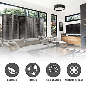 6 Panel 72 Inch Room Divider Bamboo Folding Privacy Wall Divider Wood Screen for Home Bedroom Living Room, Black