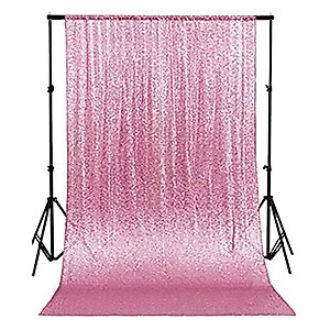 Sequin Backdrop 2FTx7FT Pink Gold Glitter Sequin Backdrop Curtain Fuchsia Pink Sequence Backdrop Photography Backdrop for Wedding Birthday Baby Shower Shimmer Wall Background(2FTx7FT, Pink Gold)