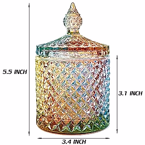 EWEIGEER Colorful Crystal Glass Candy Snack Barrel Storage Jar Embossed Luxury Cookie Buffet Canister With Lids Jewelry Box Jar Biscuit Containers