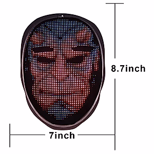 LED Mask-APP Programmable Control Glowing, RGB Full Color Light Up Mask, for Kids Men Women Halloween Costume Cosplay Party Gift (USBC Rechargable)