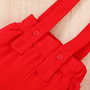 YOUNGER TREE 3PCS Newborn Infant Baby Boy Clothes My 1st Valentines Day Outfits Bow-tie Romper+Overalls Suspender Pants+Hat (6-12 Months, Bowtie Romper+Overalls +Hat)