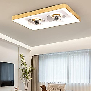Stepless Dimming Flush Mount Ceiling Fans Lights, Modern Low Profile Bladeless LED Ceiling Fan Lights, with 6-Level Wind Speed Flush Mount Ceiling Light, for Small Room, Bedroom, Living Room ( Color :