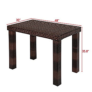Patio Bar Set,Wicker Outdoor Table and 4 Bar Stools,5 Piece Patio Furniture Bar Set PE Wicker Patio Furniture Outdoor Bar Set for Poolside,Backyard,Garden,Porches (Brown-5 Pcs)