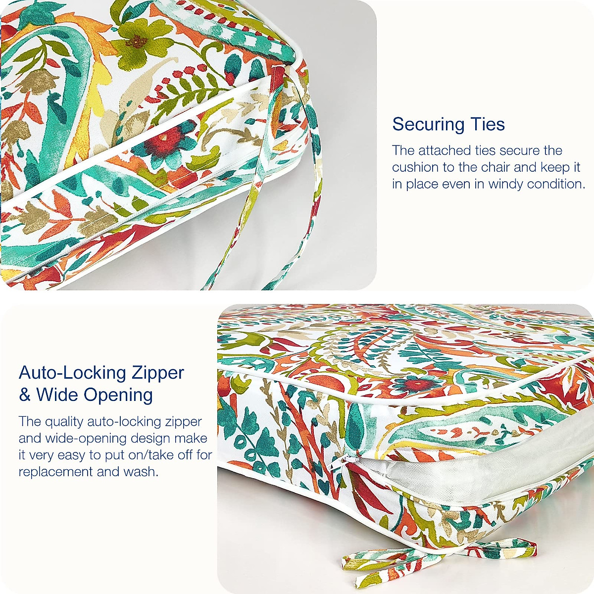 DYTXIII Patio Outdoor Cushion Cover Slip Cover W45 x D18 x H3 Inch with Zipper for Bench Loveseat Furniture, UV Protection Cushion Covers Replacement Covers 1 Pack, Pretty Paisley(Covers ONLY)