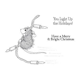 Spellbinders Merry & Bright House-Mouse Cling Rubber Stamp, Red