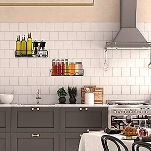 Nichemigo Adhesive Shower Caddy, Shower Shelves, Bathroom Shower Organizer for Inside Shower, No Drilling Rustproof Washroom Shower Shelf, Cat Shape Rack Wall Mounted Basket Storage, 2 Pack, Black