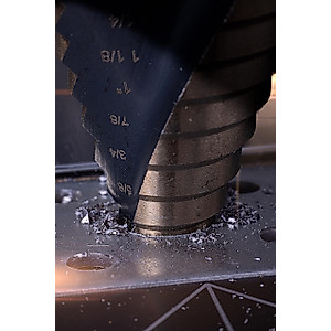 NordWolf M35 Cobalt SAE Step Drill Bit, Spiral Groove Double Flute Multiple Hole Unibit for Stainless Steel & Metal Sheet, 13 Imperial Step Sizes 3/16" to 1-3/8"