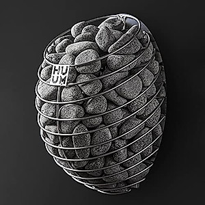 HUUM Drop 9.0kW Sauna Heater with UKU Control (Blue), 132 pounds of Rounded Olivine Stones Included (for saunas Between 290-530 cu ft.)