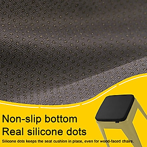 SINOSSO Modern Faux Leather Bar Stool Cushions 4 Pack, Leathaire Magnetic Small Chair Pads for Cafe Bistro Stackable Metal Stools (Square, Light Gray, 4)