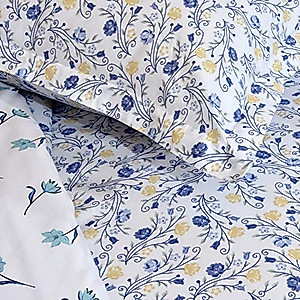 Maviss Homes Beautiful IndianMulticolour Design Double Cotton Duvet Quilt Cover and 2 Pillowcase Bed Set | Home Decore (Floral 3, King Size 90 X 104 in)