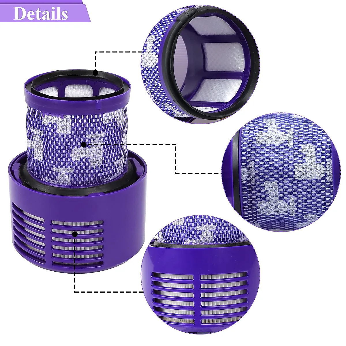 HEPA Filter Replacements for Dyson Cyclone V10 Animal V10 Absolute SV12 V10 Total Clean Cordless Stick Vacuum Part no. 969082-01 (2 Pack)