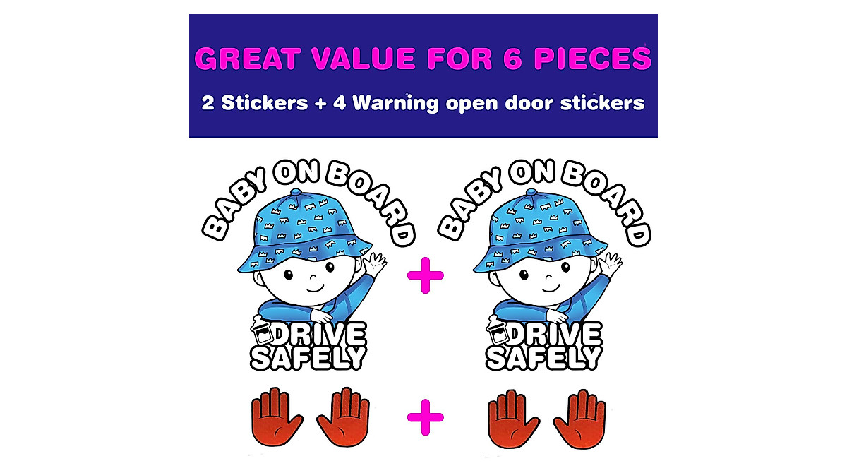 Baby in Car Sticker Set - Drive Safely, High Visibility