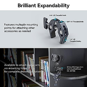 SMALLRIG Clamp, Camera Mount Clamp, Crab-Shaped Super Clamp with 1/4"-20, 3/8"-16 Threaded Holes, Payload 7.7lbs/3.5kg, for Most Photographic Accessories - 3755B