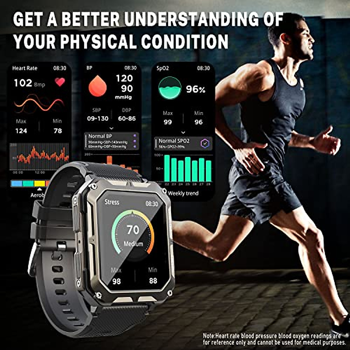 𝑭𝑰𝑳𝑰𝑬𝑲𝑬𝑼 𝑴𝒊𝒍𝒊𝒕𝒂𝒓𝒚 𝑺𝒎𝒂𝒓𝒕 𝑾𝒂𝒕𝒄𝒉 𝑴𝒆𝒏 Bluetooth Call Ip68 Waterproof Fitness Smart Watches Heart Rate Blood Pressure Smart Watch Black Steel Man Smartwatches for Android iOS