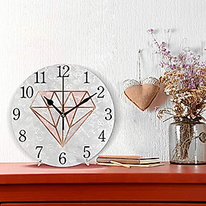 senya Wall Clock Silent 9.5 Inch Battery Operated Non Ticking Round Decorative Acrylic Quiet Clocks for Bedroom Office School Home (Rose Gold Diamond)…