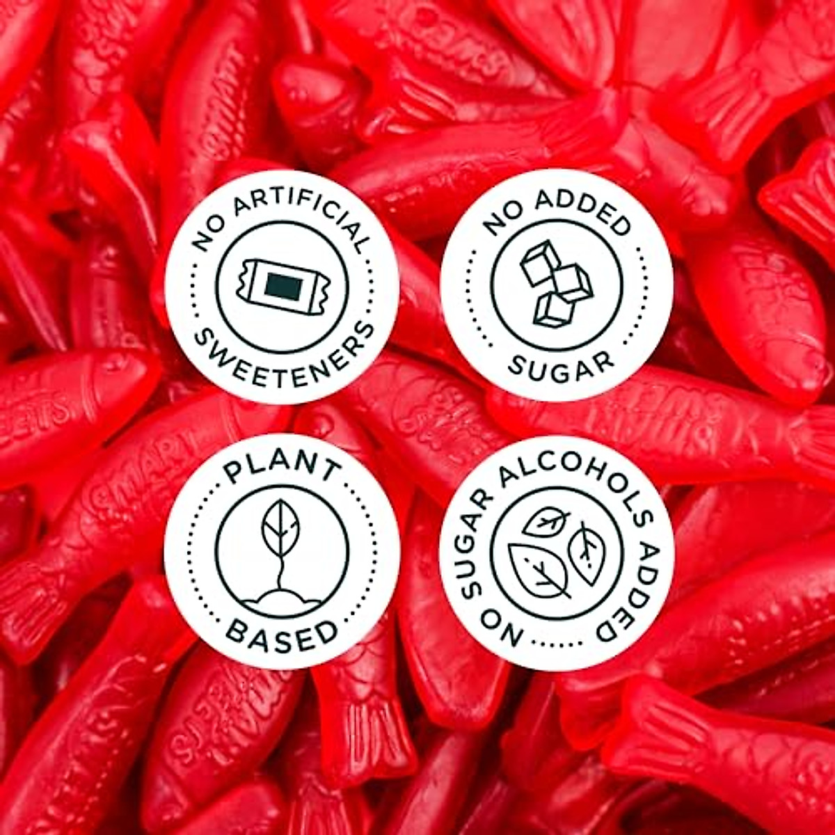 SmartSweets Sweet Fish, Candy with Low Sugar (3g), Low Calorie(100), Plant-Based, Free From Sugar Alcohols, No Artificial Colors or Sweeteners, 1.8oz. (Pack of 6)