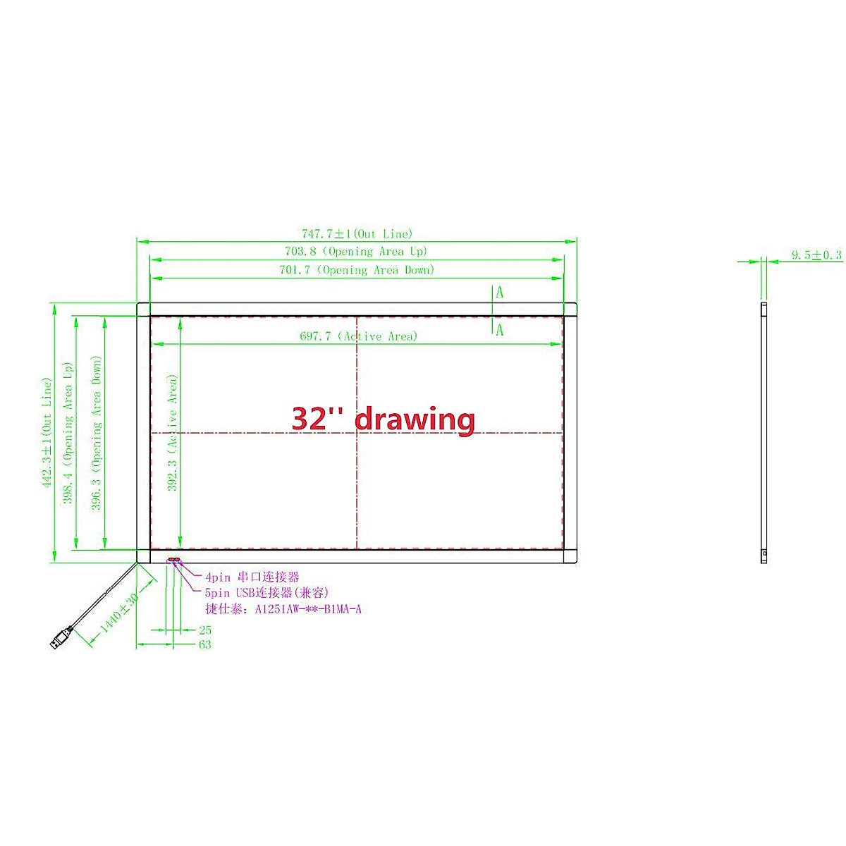 Xintai Touch 32'' to 84'' Real 10 Touch Points Infrared Touch Panel,IR Touch Frame Overlay kit (32 inches)