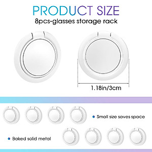 Hariendny 8 Pack Sunglasses Organizer Wall Mounted Sunglasses Holder Wall Hanging Glasses Organizer Eyeglass Holder (White)