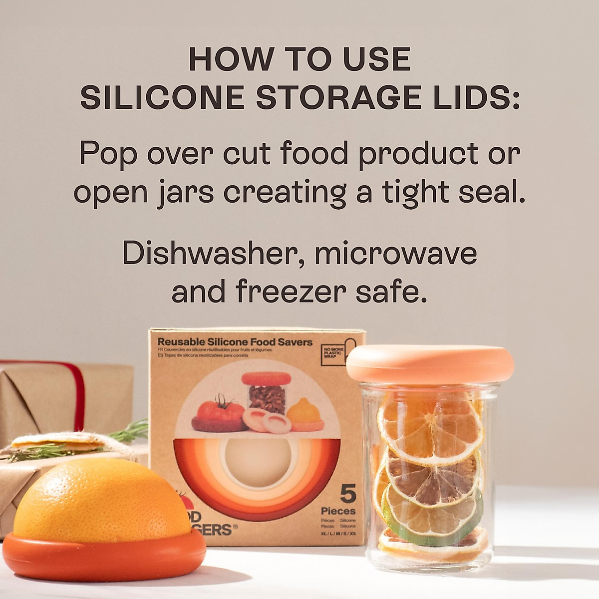 MightyNest Cheese 4 Piece Silicone Food Storage Set and Fresh Paper Cheese Wrap Sheets | Airtight Seal Replaces Plastic Wrap | Prevents Food Waste