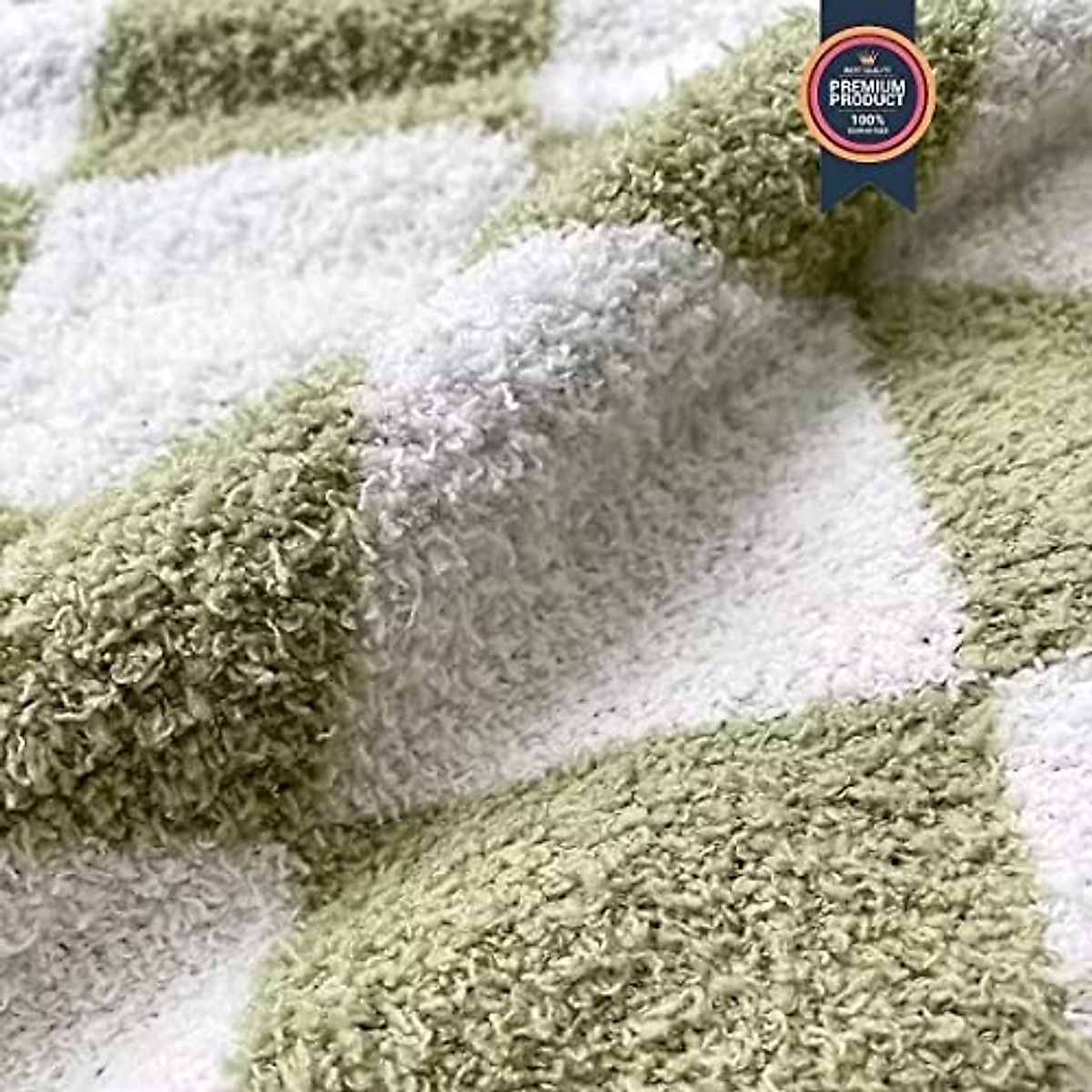 Ultra Soft Checkered Blanket Cozy Buffalo Check Throw Fluffy Knitted Reversible Throw Blanket Lightweight Fleece Checkerboard Grid Blanket for Sofa Couch Bed Travel, Sage Green, 51''x63''