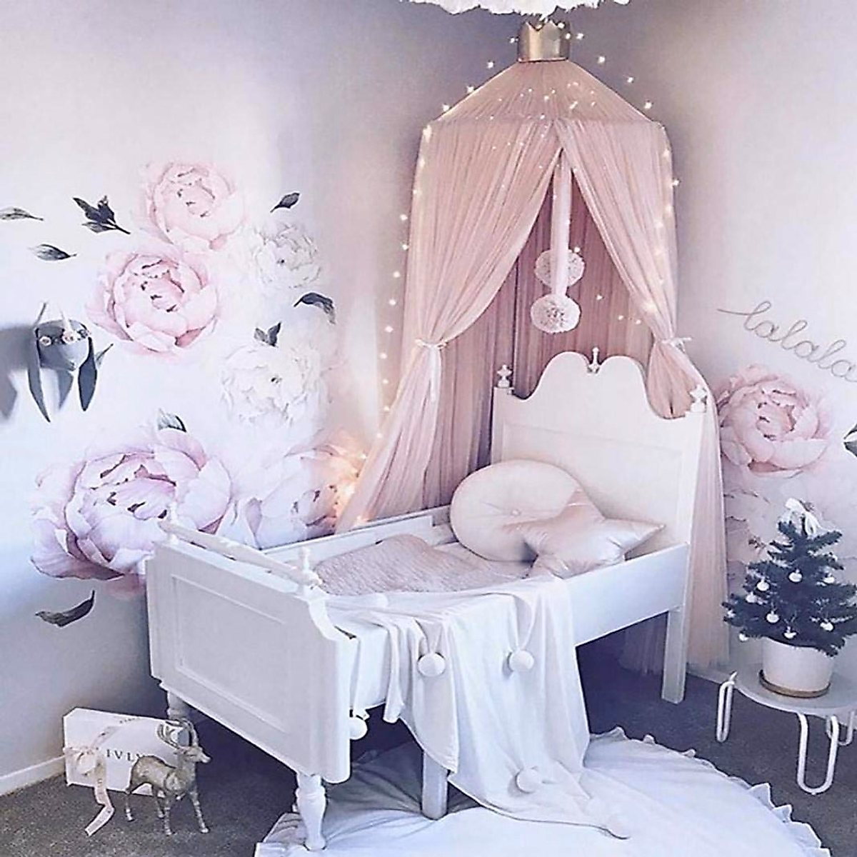 difcuyg5Ozw Lightweight Home Bed Netting Hanging Chiffon Balls Decoration, Lovely Mosquito Net Ornament Accessories - Pink