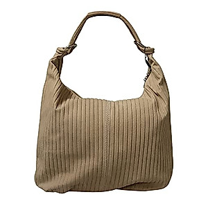 Pierre Cardin Beige Leather Large Hobo Relaxed Suede Shoulder Bag for womens