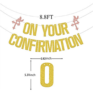 On Your Confirmation Banner, Holy Confirmation Banner Decorations, Bachelorette, Engagement, Bridal Shower, Wedding Anniversary Party Decorations Supplies Gold Silver Glitter