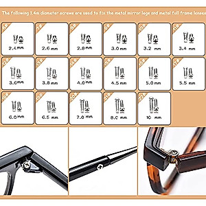 Acxico 500Pcs/Set Screws Kit Nuts Nose Pad Optical Repair Tool Assorted Kit Set for Eyeglass Sunglasses