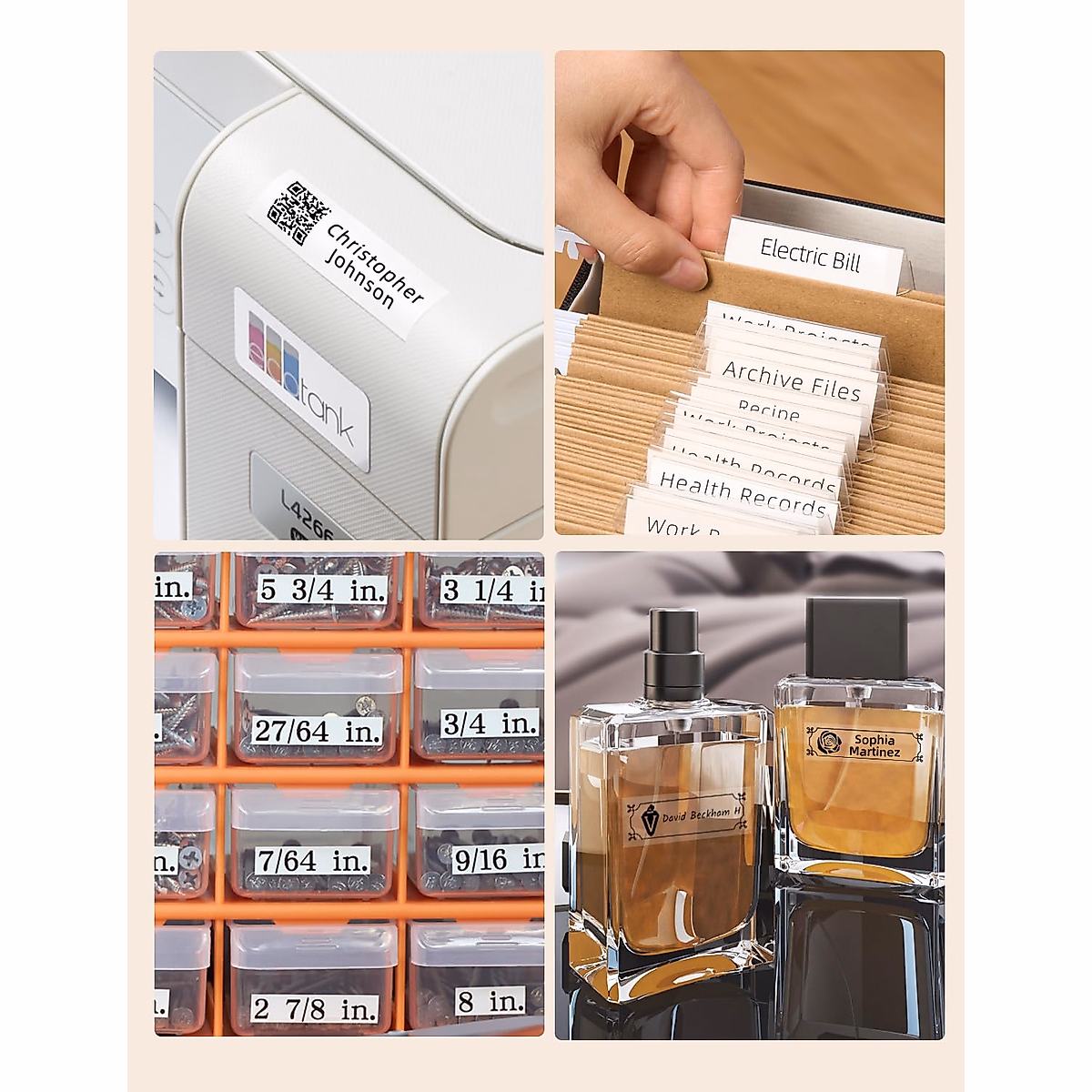 Makeid E1 Portable Label Maker - Bluetooth Compatible Thermal Printer - QWERTY Keyboard, 4.42" LCD Screen - Prints 9mm, 12mm, 16mm Clear Waterproof Sticker Labels - Includes USB Cable