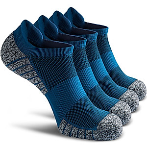 SITOISBE No Show Sports Compression Running Socks for Men Women Circulation 4-pairs, Low Cut Cushioned Socks Moisture Wicking Arch Support for Planter Faciatis Golf Exercise, Harbor Blue, Medium