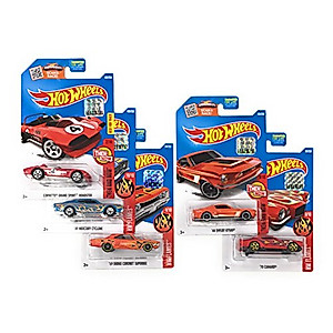 Hot Wheels Muscle Car Madness 5 Pack Random Diecast Bundle Set with Various Corvettes, Mustangs, Camaros, Chargers, GTO"s, Firebirds, Shelby, and More