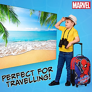 Marvel Kids Suitcase for Boys Foldable Trolley Hand Luggage Bag Carry On Avengers Travel Bag with Wheels Cabin Bag Wheeled Bag with Handle Spiderman Trolley Suitcase Boys (Multicolor Spiderman)