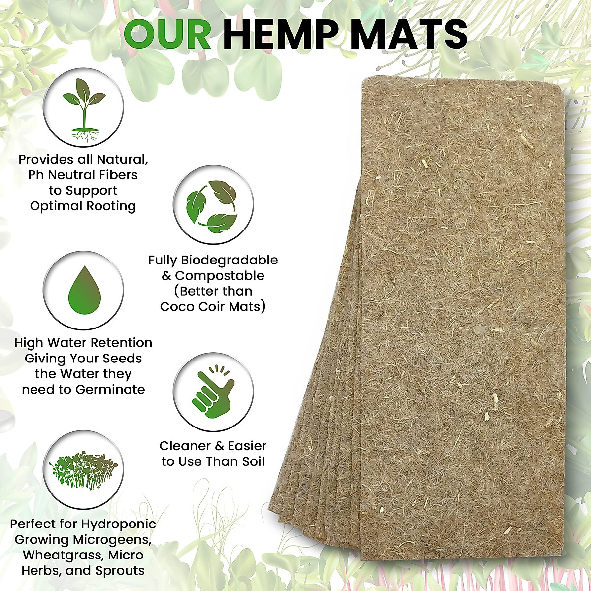 Hemp Mats for ZestiGreens Microgreens & Wheatgrass Kit