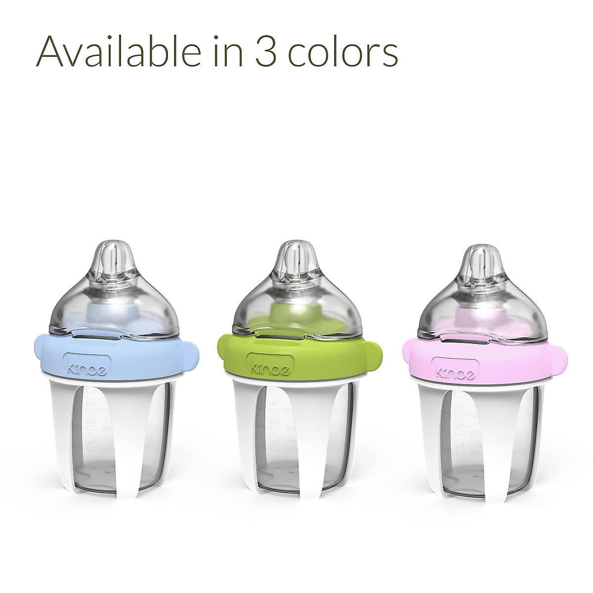 Kiinde Active Latch Silicone Baby Bottle, Anti Colic, Leak Proof, Easy to Clean, Includes 2 Medium Flow Active Latch Nipples with Covers, 4 Ounce, 2 Count, Pink