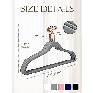 Jersow Velvet Hangers 50 Pack, Non-Slip Velvet Hangers with 360 Degree Swivel Hook, Space Saving Felt Hangers Heavy Duty Enough for Suit Hangers, Coat Hangers, Dress Hangers, Skirt Hangers (Grey)