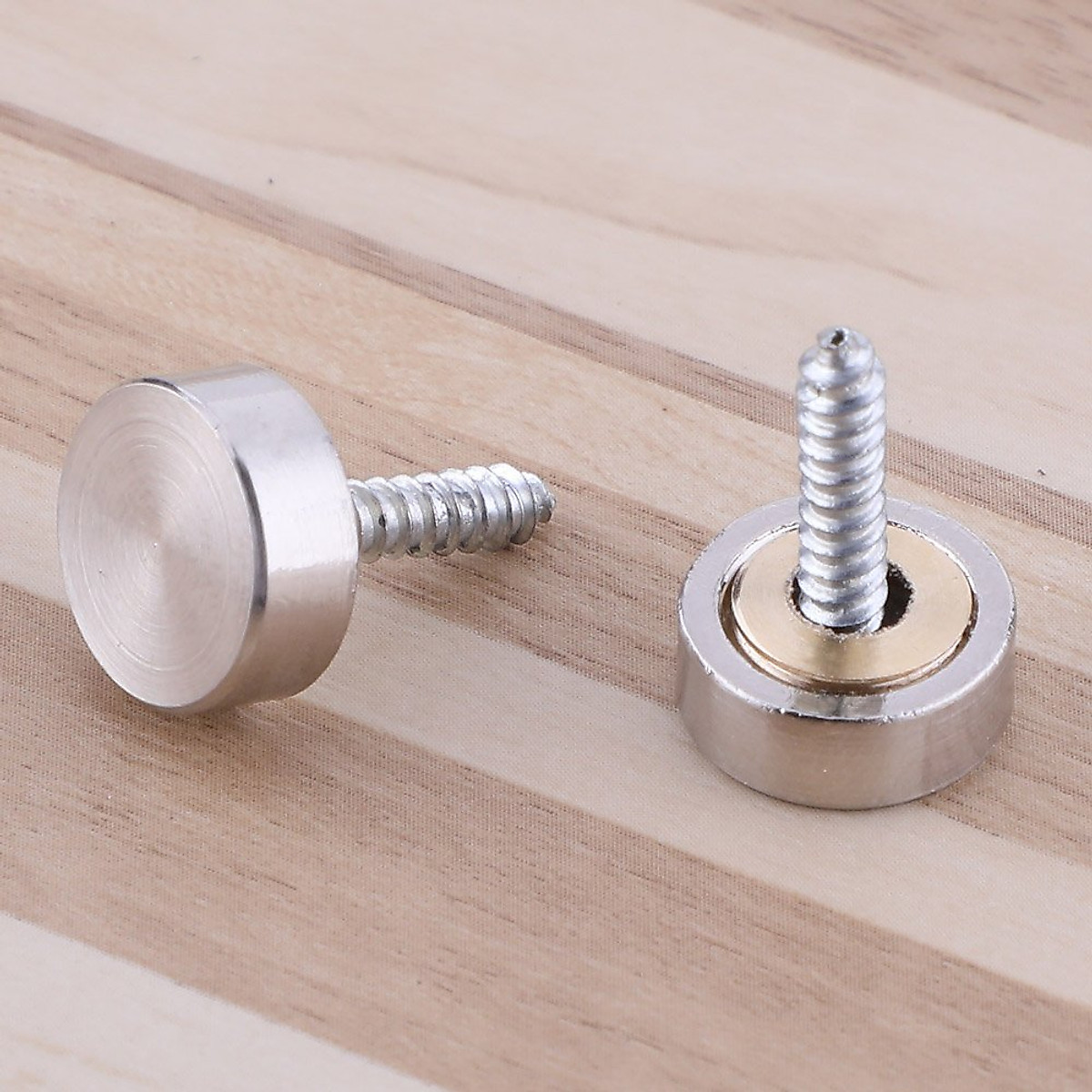 Mellewell 40 PCS Screw Covers Decorative Caps (Solid Brass Construction) Mirror Screws Fasteners, 3/5" Diameter, Brushed Stainless Steel